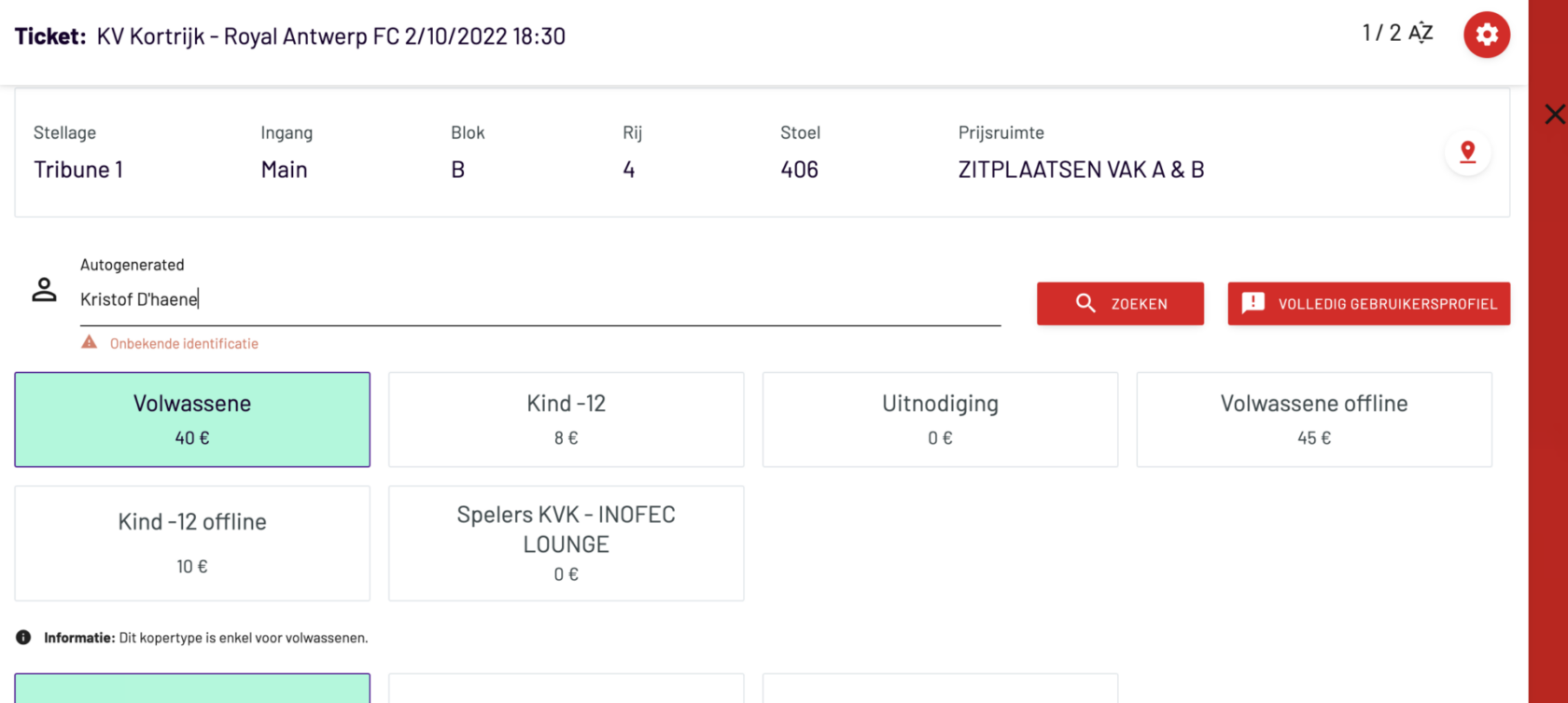 Hoe zet ik een ticket "op naam"? - KV Kortrijk